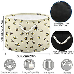 visesunny Cute Bee Pattern Laundry Baskets Fabric Storage Bin Storage Box Collapsible Storage Basket Toy Clothes Shelves Basket for Bathroom,Bedroom,Nursery,Closet,Office