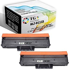2-Pack TG Imaging (Newest Version) Compatible MLT-D111S Toner Cartridge (2xBlack Combo Pack) for 111S MLTD111S Work for Xpress M2020 M2070 Printers
