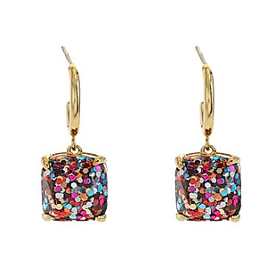 Kate Spade New York Mini Small Square Huggies Earrings Multi Glitter One Size