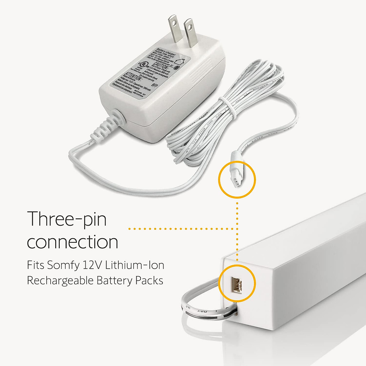 Somfy Lithium-ion Charger - Charge Rechargeable Lithium ion Battery for Motorized Shades, Blinds, Curtains and Awnings - Long Lasting Power for Battery Pack - Somfy Battery Charger - #9025166