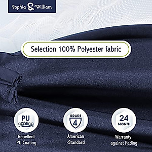 Sophia & William Patio Umbrella with 24 LED Lights Outdoor Umbrella with Corrugated Edge Easy Lift UV Protection 9ft Umbrella Auto-Tilt for 5 Pieces Patio Furniture Backyard Pool Garden, Navy