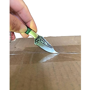 SZHOWORLD Ultra Small Fixed Blade Knife, 1.57 inch 5Cr15 Stainless Steel Blade with Brass+Colored Wood Handle, Mini Knife/Box Cutter with Leather Sheath for EDC Collection Gift, Three Colors Available (Green)