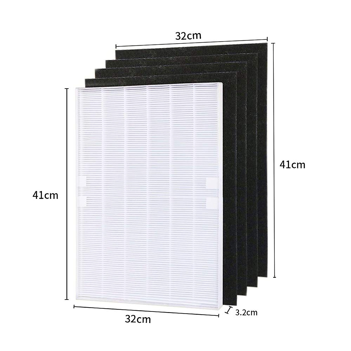 WuYan 4pcs Air Purifiers Part Carbon Front Filter and 1 Main HEPA Filter for Winix 115115 5300 5500 630