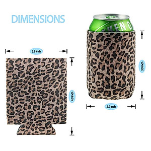 Casa-Eco Carol Velvet Neoprene Beer Soda Can Cooler Sleeves, Cold Beverages Bottle Insulated Cover for BBQ, Bachelor, Wedding Party, 2-Pack (Giraffe-Cheetah)