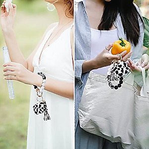 AirPods Case AIRSPO AirPods Case Cover for Apple AirPods Printed Silicone Protective Skin for Women, Girls with Bracelet Keychain/Accessories (Black/Cow)