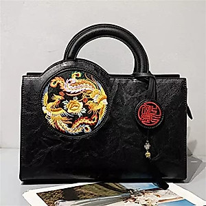TFIIEXFL Winter Women's Tote Bag Chinese Style Retro Handbag Large Capacity Women's Shoulder Bag (Color : D, Size : 32(L)*24(H)*14(W) cm)