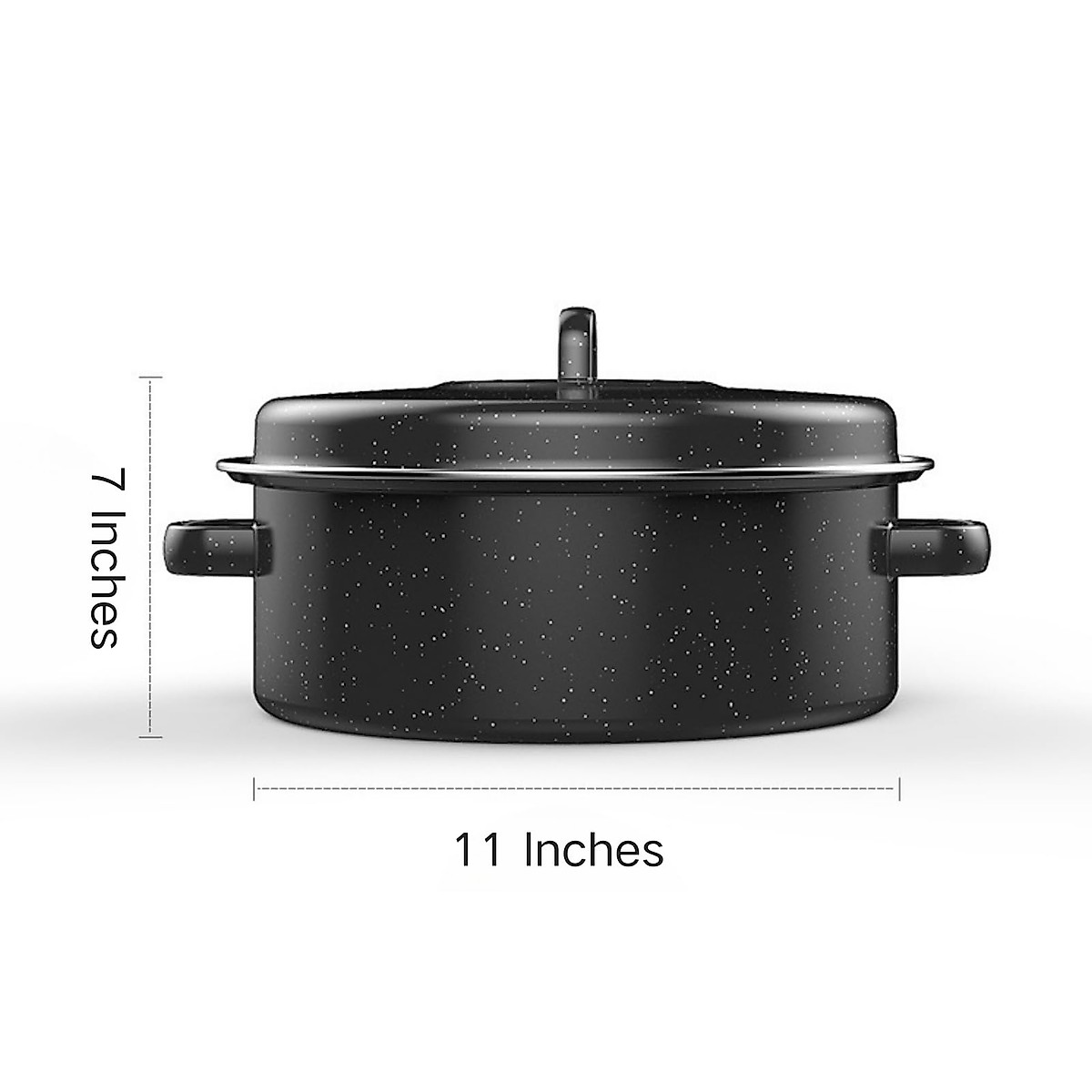 Enameled Roasting Pan with Lid, 11 Inch Covered Roaster Pan Turkey Roaster Pan-Cooling Holes On The Bottom, Small Cookware for Turkey, Meat, Vegetables, Sweet Potatoes