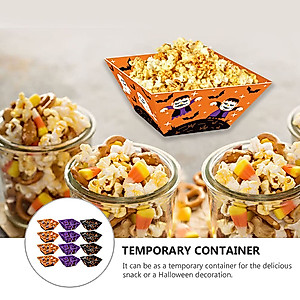 Cabilock 12pcs Halloween Paper Food Trays Paper Serving Bowls Snack Candy Tray Paper Food Serving Tray Paper Container Snack Packing Box for Hot Dogs Tacos Fries Nachos