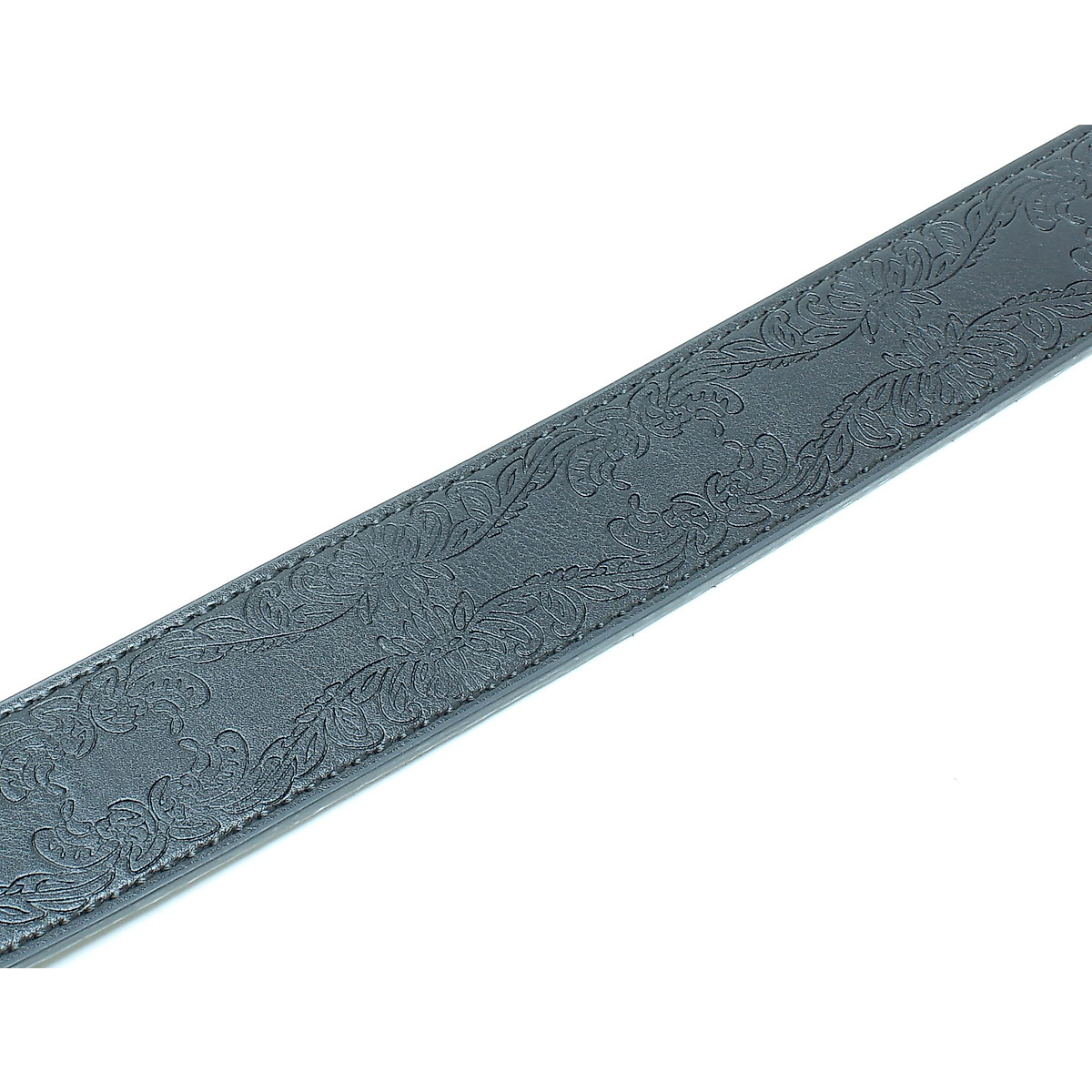 BC Belts Leather Belt Strap with Tooled Western Floral Leaf Embossed Pattern 1.5" Wide with Snaps (Black-S)