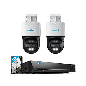 REOLINK 4K PTZ Security Cameras System, IP PoE Outdoor Cameras, 2X Trackmix PoE with 6X Hybrid Zoom, Auto Tracking, Human/Vehicle/Pet Detection Bundle 1x RLN8-410 NVR with Built-in 2TB HDD