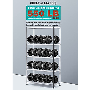 Stainless Steel Shelves 5 Tier Shelf Organizer Kitchen Storage Shelves Garage Shelves Heavy Duty Shelving Garage Shelving Units and Storage Rack Pantry Shelves