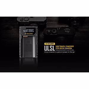 Nitecore ULSL USB Travel Charger for Leica BP-SCL4 Batteries - Compatible with Leica SL Typ 601 Series Camera, Sticker