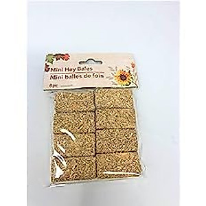 Mini Hay Bales Decoration (16-ct) Small Decorative Hay for Crafts/Dollhouse/Toy/Farm/Stables/Halloween/Table/Decor/Decoration/Decorative Accents/Fall/Harvest - 2 x 1 Inches (2 pk)