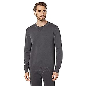 Barefoot Dreams Men’s Sunbleached Pullover, Menswear Fashion Sweater, Long Sleeve, 100 Percent Cotton, Crew Neck Sweater, Faded Black, SM
