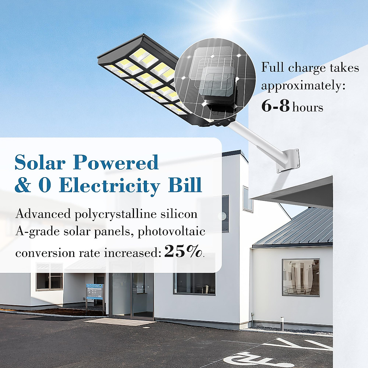 OKPRO 6000W Solar Street Lights Outdoor - 7000K Solar Lights Outdoor Waterproof Dusk to Dawn, Commercial Solar Parking Lot Lights with Motion Sensor, Solar Powered LED Street Light for Yard, Outside