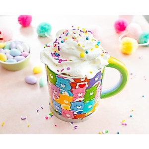 Care Bears Allover Print Ceramic Mug With Rainbow Handle | Large Coffee Cup For Tea, Espresso, Cocoa | Holds 20 Ounces