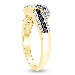 AFFY 1/2 CTTW Sterling Silver White & Brown Diamond ring Ring Size-12