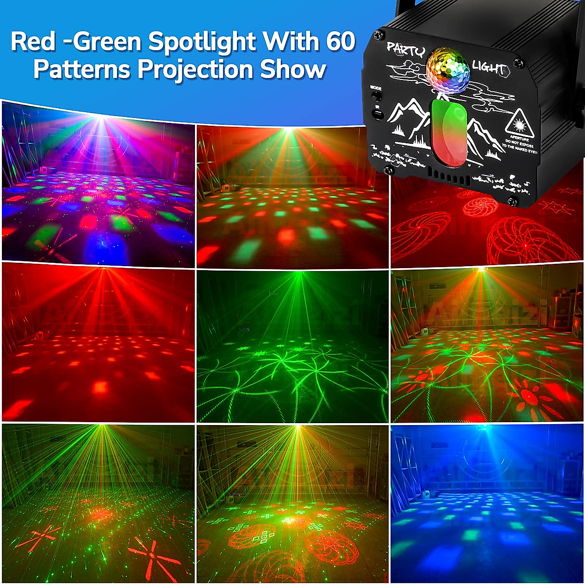 Laser Lights for Party, Disco Ball DJ Lights - Sound Activated Strobe Light, RGB Backgrounds Light for Glow Party Rave, Party Rave Light for Halloween Birthday Club Christmas Xmas Lights