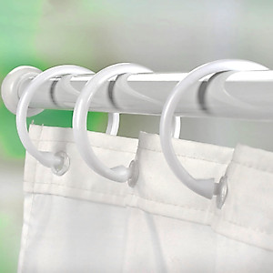24 PCS White Plastic Shower Curtain Rings,Sturdy Easy Use Shower Curtain Hooks