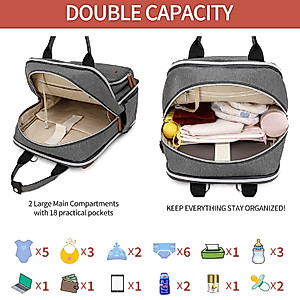 VigoRise Diaper Bag Backpack, Unisex Baby Bags with Changing Pad, Multifunction Waterproof Travel Back Pack (Dark Grey)