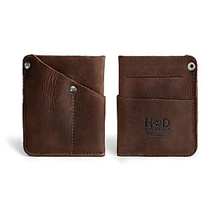 Hide & Drink, Front Pocket Wallet Handmade from Full Grain Leather - Multitool Pouch, Card Holder, Money Organizer, Travel Accessories - Bourbon Brown