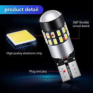 Slykew Pack-2 Car Super Bright LED Bulb, 3014-30SMD Non-polarity License Plate Light, Backup Reverse Lights, for Most Cars SUVs and Trucks 360 Degrees Aluminum Plug-and-play Bulb (White Light)
