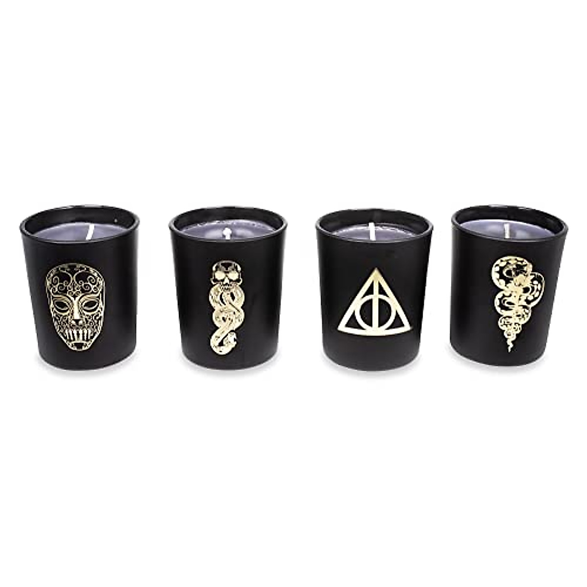 Harry Potter Dark Arts Scented Soy Wax Candle Collection, Set of 4 with Unique Fragrances | 20-Hour Burn Time | Home Decor Housewarming Essentials, Wizarding World Hogwarts Gifts and Collectibles
