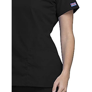 Cherokee Women Scrubs Top Workwear Originals Round Neck 4824, M, Black