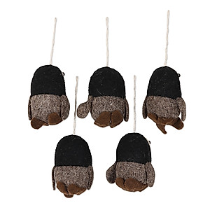 NOVICA Artisan Handmade Wool Felt Ornaments Penguin Set of 5 Black White Brown India Holiday Decor Animal Themed Christmas [3.5in H x 2.8in W x 1.6in D] ' Penguin Charm' Set of 5