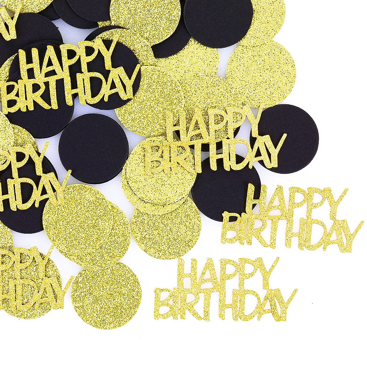 Happy Birthday Party Confetti for Table Glitter Black and Gold Birthday Table Confetti,Sprinkling Scatter Circle Dots Birthday Confetti Paper for Birthday Party Table Confetti Decorations (100 PCS)