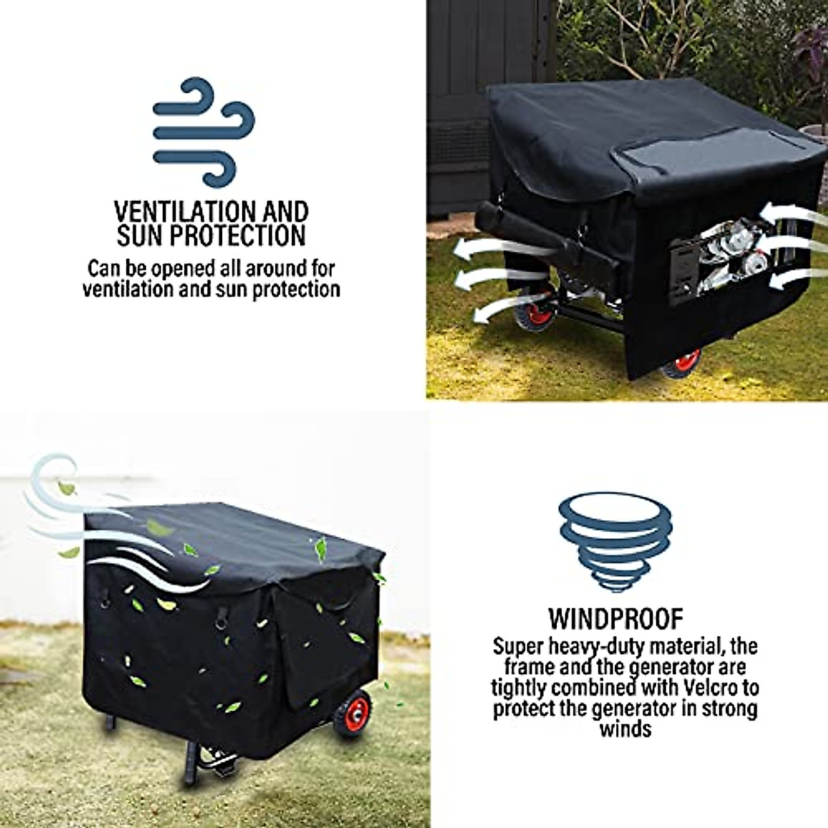 ZTTXL Generator Tent Running Cover, Ultra Heavy Duty Tarpaulin Enclosure, Outdoor Portable All-Weather Generator Rain Shelter for Most 3500w-12000w generators（The New）