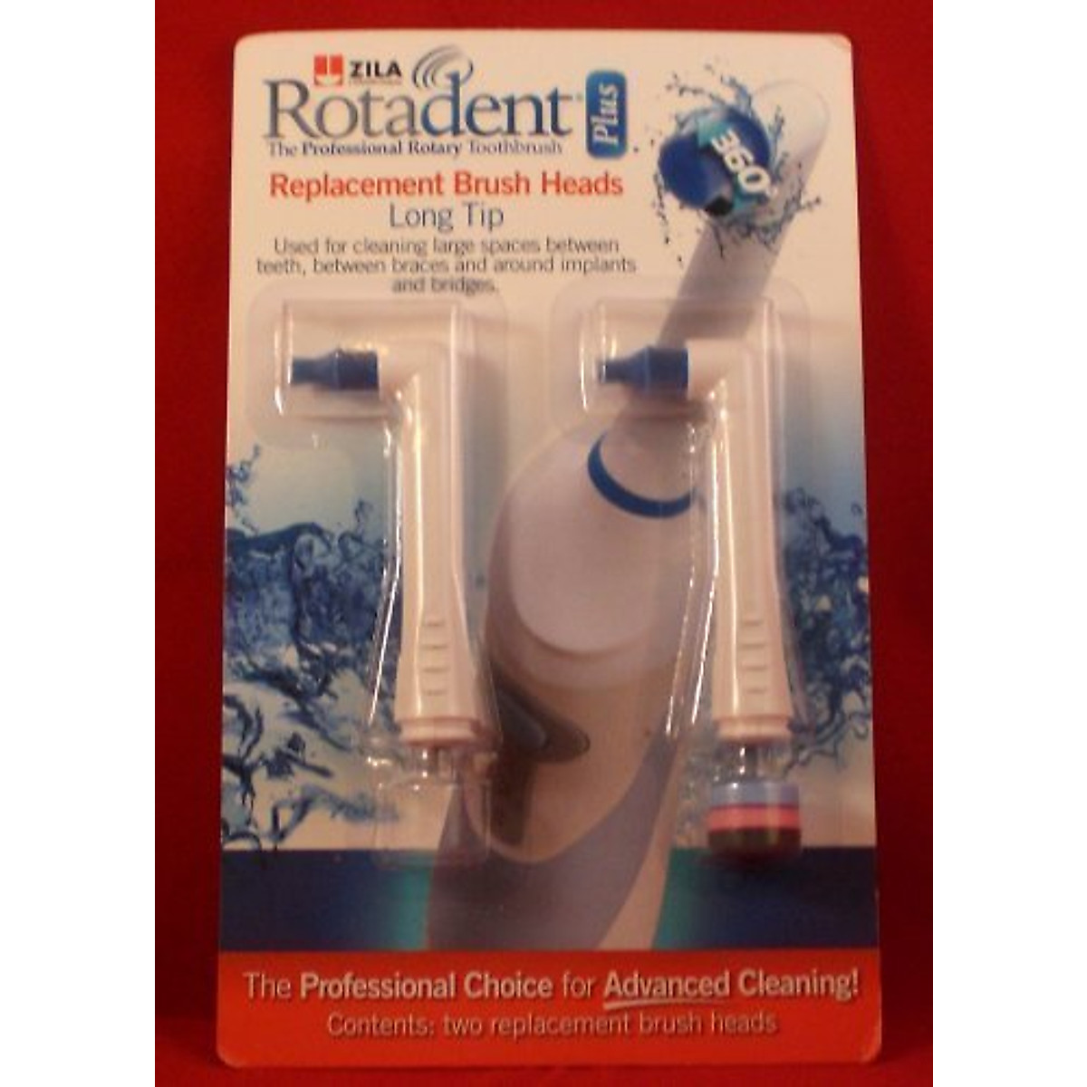Rotadent Plus Long-Tip Replacement Brush Heads, Pack of 2 (Fits the Rotadent Plus Brush Base only)