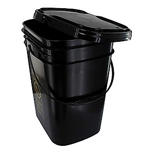 5.3 Gallon Black Rectangular Bucket/Pail with Hinged Snap Lid