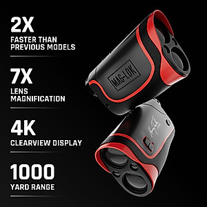 Harry Taylor Black Edition Laser Rangefinder - 1000 Yard Range, 7X Auto-Ambient Display, Vibration Flag-Lok, Slope ON/Off, Mag-Lok Magnetic Mount, Rechargeable