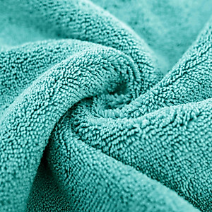 POLYTE Microfiber Quick Dry Lint Free Bath Towel, 57 x 30 in, Pack of 4 (Aqua)