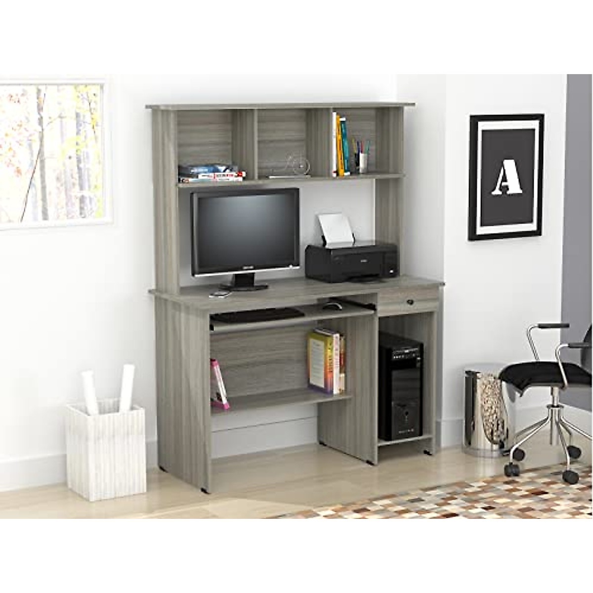 Inval Computer Desk, Smoke Oak