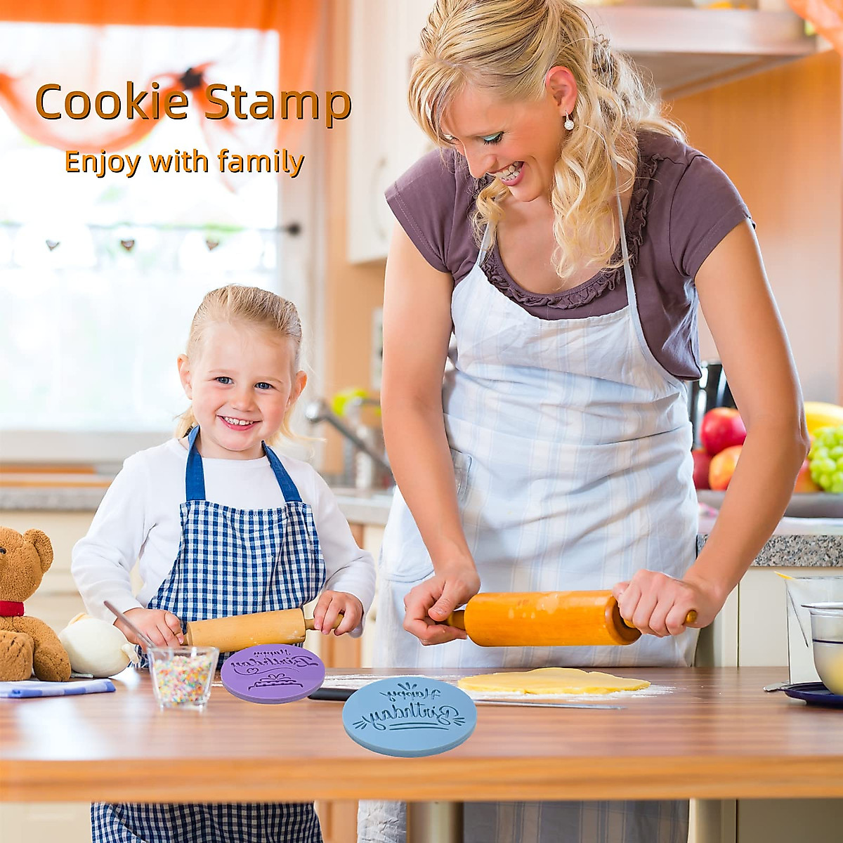 2 Pieces Happy Birthday Fondant Stamp/Embosser 3D Raised Design Cookie Stamp for Fondant, Icing, Decorating Cake/Sugar Paste/Cupcake