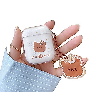 Ownest Compatible with AirPods Case with Cute Clear Girl Cartoons Animal Design Smooth Soft TPU Cover Case for Airpods 2 &1,Cute for Airpods-Bear
