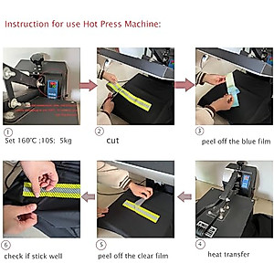 NOZUONO High Visibility Reflective Heat Transfer Vinyl Iron On Tape for Clothing 2in x 5yd (Fluorescent Yellow Striped)