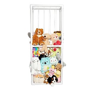 Lilly's Love Stuffed Animal Zoo Storage - Standing Storage Organizer Display | Made from Furniture-Grade, Easy to Assemble PVC, Stores More Stuffies Than Hammocks & Bean Bags | 55" x 22" x 12", White