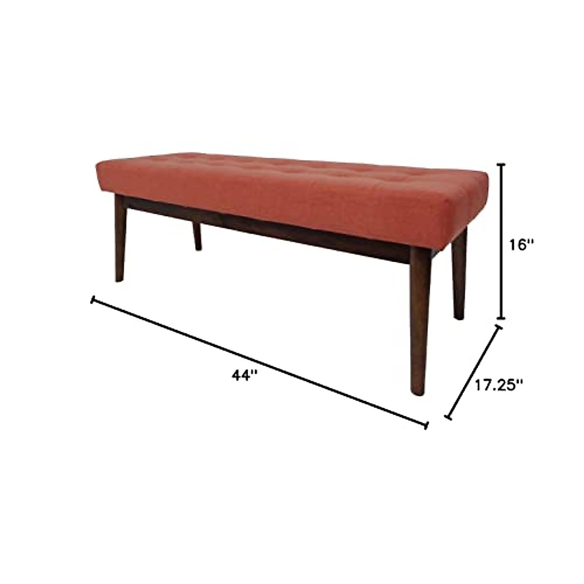 Christopher Knight Home Flavel Mid-Century Tufted Fabric Ottoman, Coral / Walnut