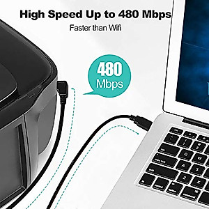 Right Angle Printer Cable USB2.0 A Male Plug to Right Angle USB B Male A/B M/M Printer Scanner Cable 12 Inch(30CM)