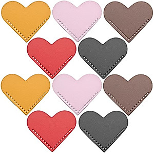 10pcs Leather Heart Bookmarks Heart-Shaped Page Corner Handmade Bookmark PU Leather Cute Book Marks Reading Gifts Accessories for Women Friends Book Lovers Reading, 5 Colors