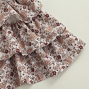 Baby Girl Sisters Matching Outfits Romper Dress Sleeveless Floral Multi-Layer Dress with Headband (Dress, 18-24 Months)