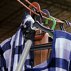 DOITOOL Hanger Retriever Pole with Hook- Adjustable 50 INCH High Reach Garment Hook- Extendable Reaching Stick Pole to Easily Reach Clothes and Closet Poles ( Silver )