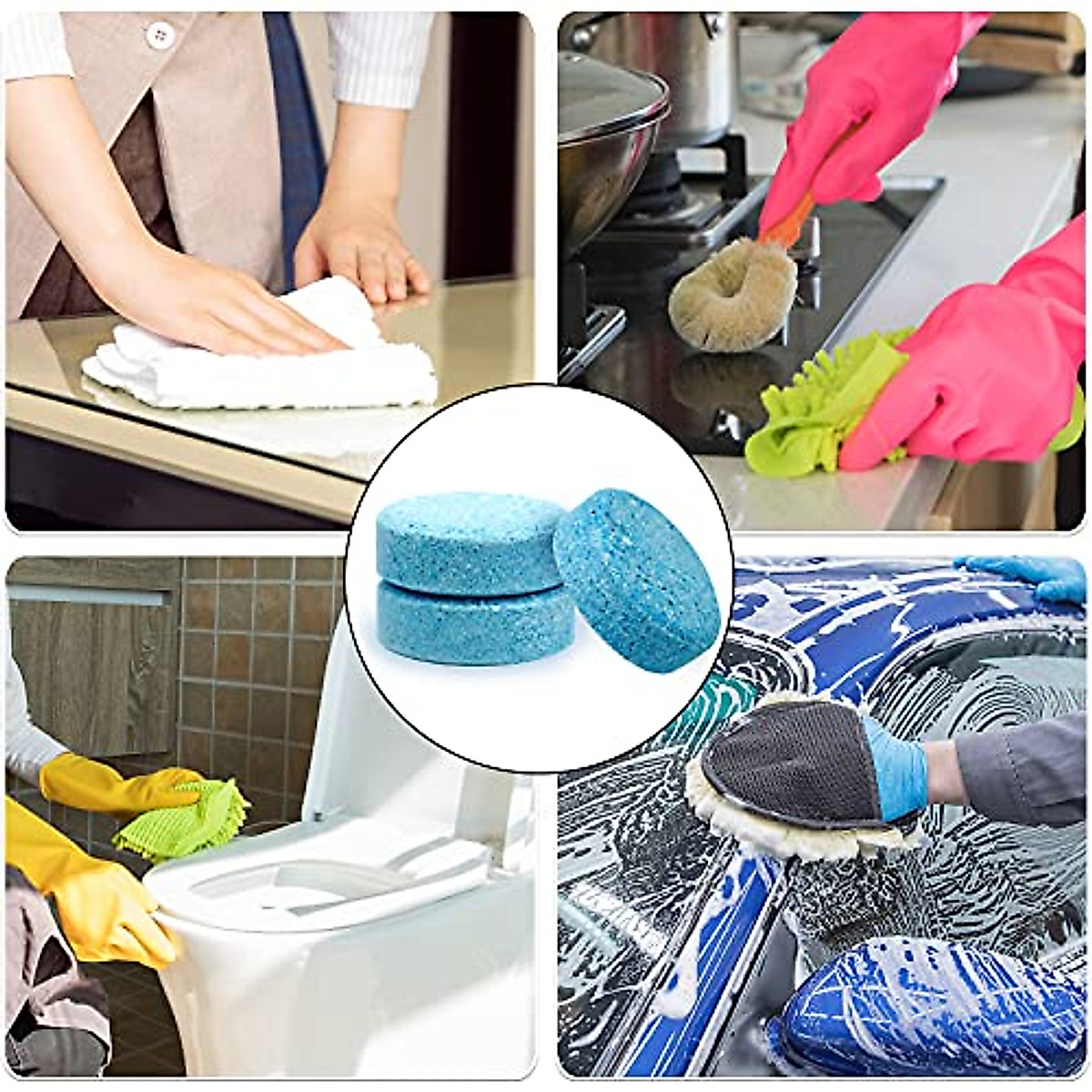 Lystaii 80pcs Car Windshield Glass Washer Tablets Solid Concentrated Effervescent Tablets Glass Washer Tablets Car Wiper Cleaning Tablets for Window Windshield Car Home Kitchen