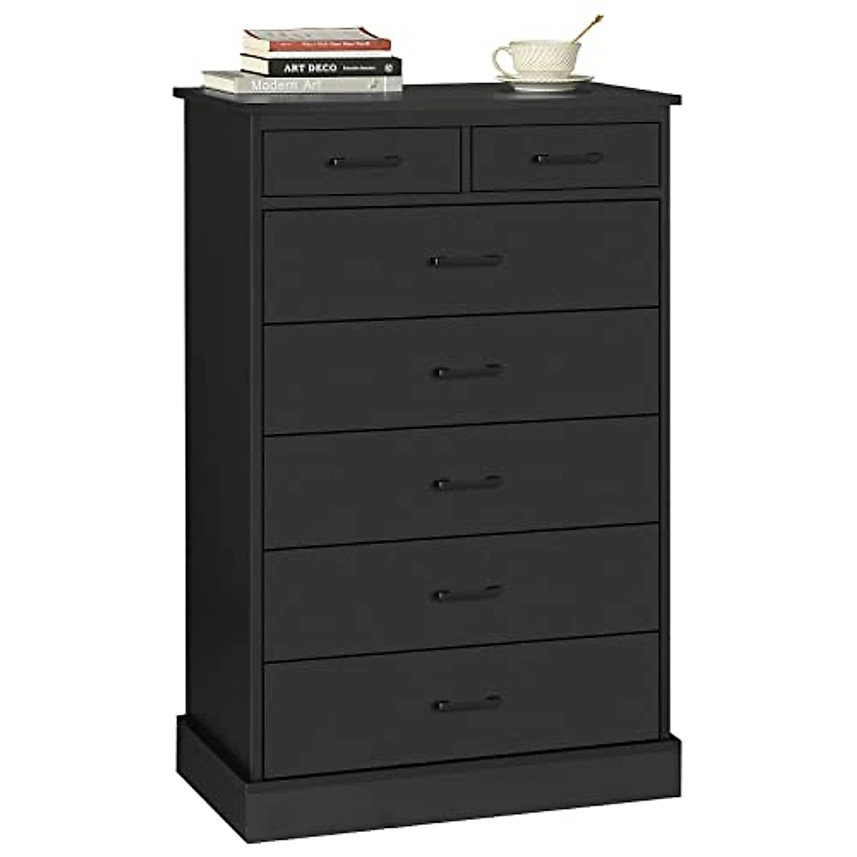 EPHEX Tall Dresser with 7 Drawers for Bedroom, Storage Tower Clothes Organizer, White Chest of Sturdy Pedestal, 27.6'' W x 15.8'' D 44.1'' H Black