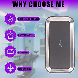 Swpeet 2Pcs 11.81'' x 15.75'' and 6.3" x 9.84" Stainless Steel Surgical Tray Assortment Kit, Metal Instrument Tray Dental Procedure Lab Instruments for Medical Instruments, Tattoo, Flat Bottom Tray