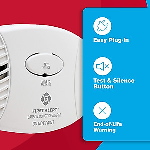 FIRST ALERT Plug-In Carbon Monoxide Detector, 3 Count (Pack of 1), CO600 , White, 6.75 x 6.9 x 9 inches