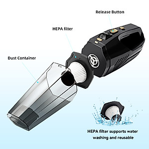 FARYODI Handheld Vacuum Cordless, 2022 8000Pa Powerful Hand Vacuum Cordless Rechargeable with LED Lighting, 2-3h Quick Charging, Wet & Dry Use, Portable Vacuum Cleaner for Pet Hair, Home, Car, Office